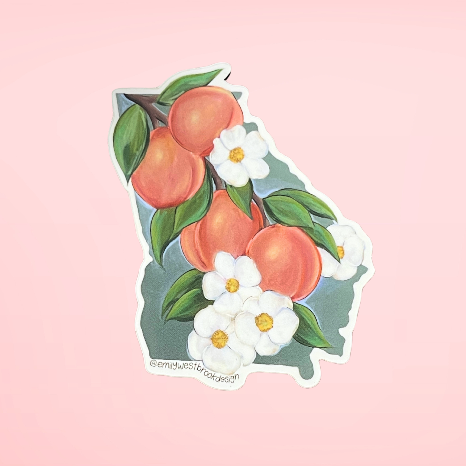 Georgia State Flower and Peach Sticker | Emily Westbrook Design
